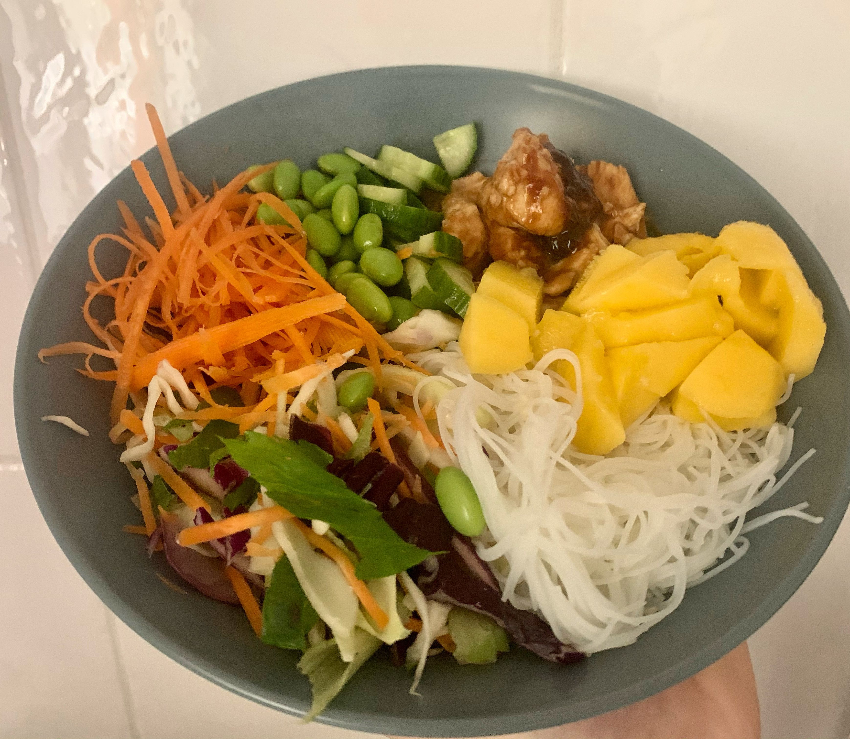 Honey soy chicken and mango poke bowl | bunch