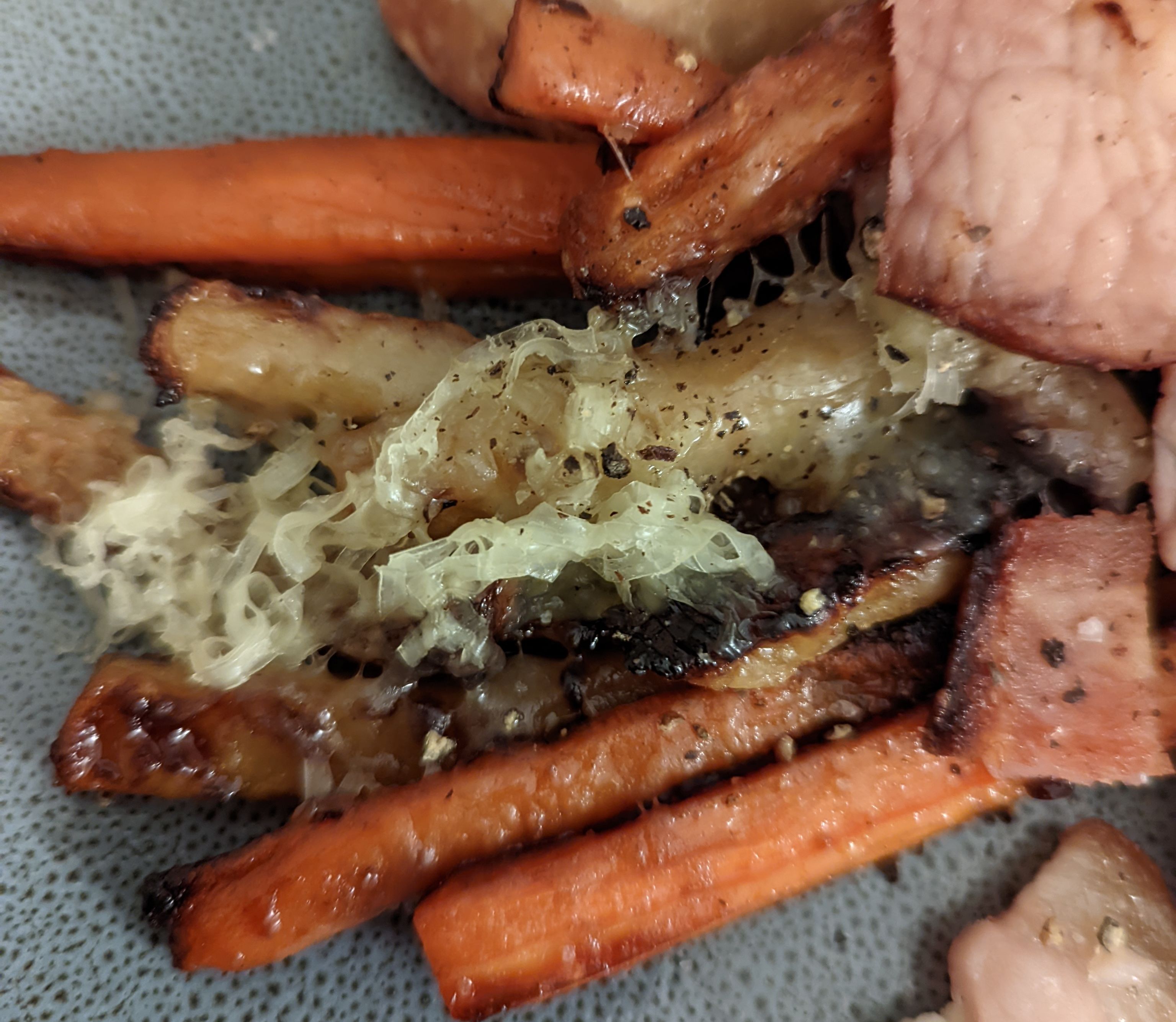 Sticky swede and carrot chips | bunch