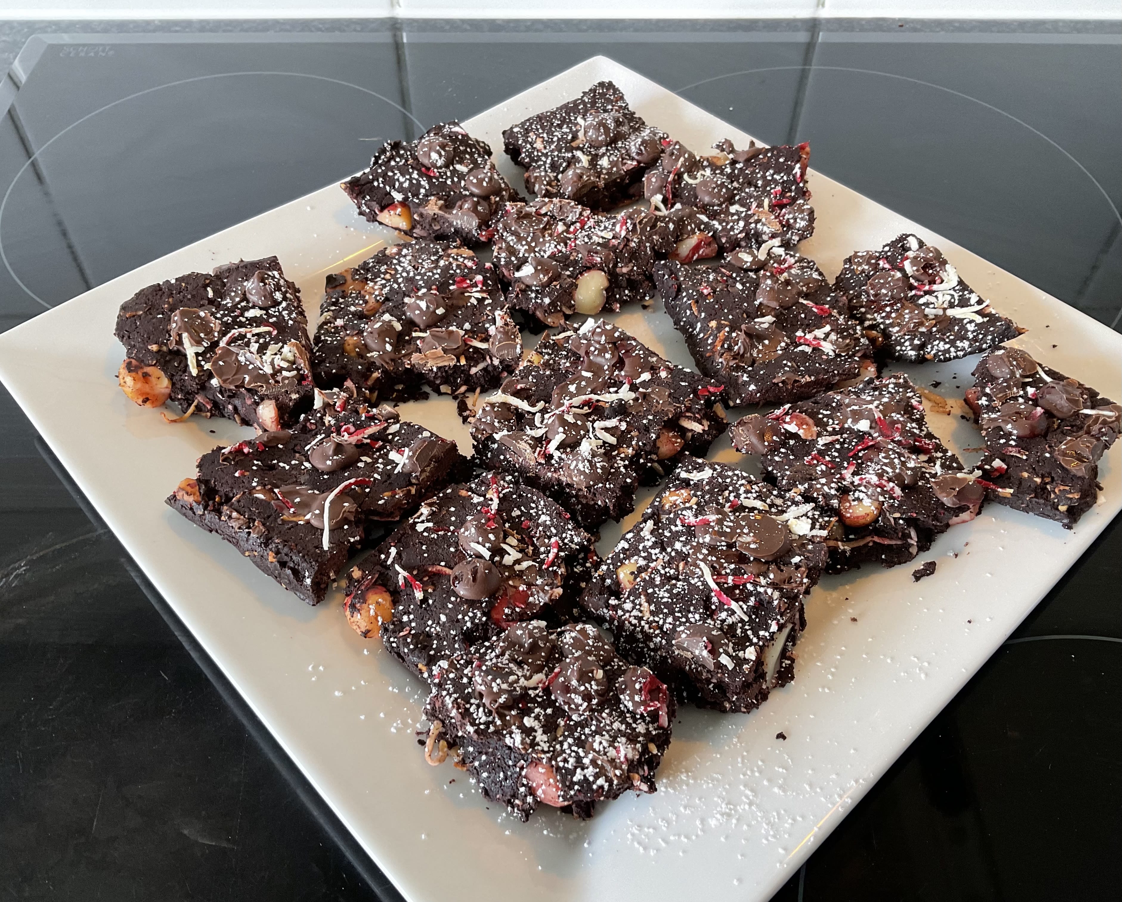 Chocolate Coconut Pink Macadamia Nut Brownies | bunch
