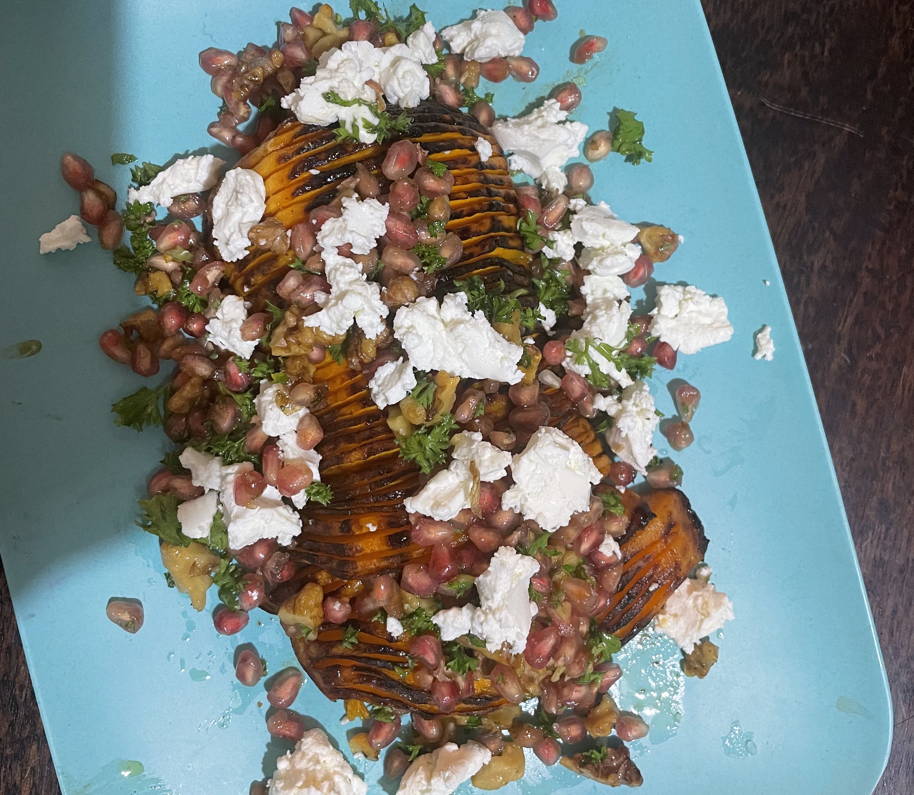 Pomegranate and goat cheese roast pumpkin | bunch