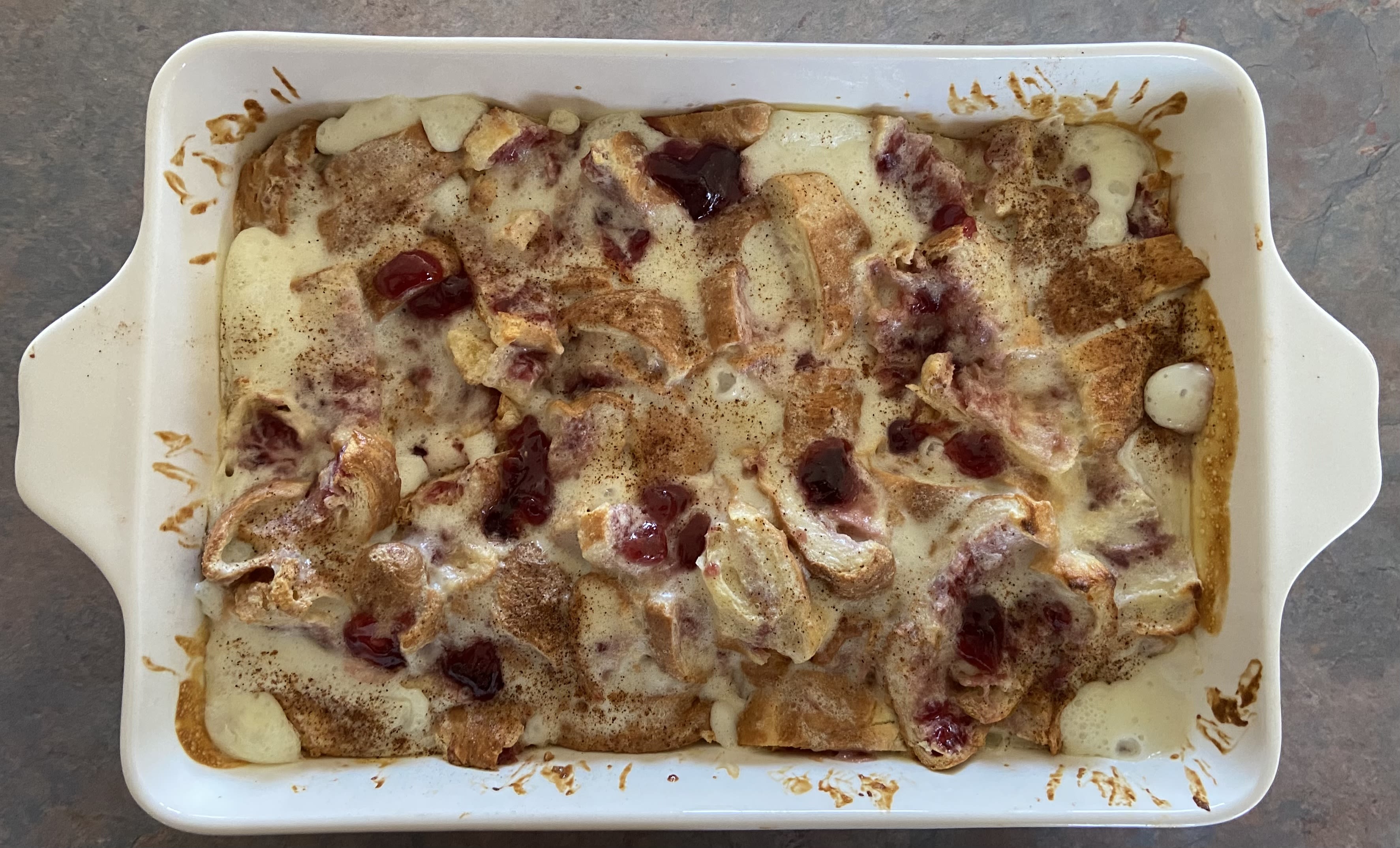 Jam and Custard Croissant Pudding | bunch