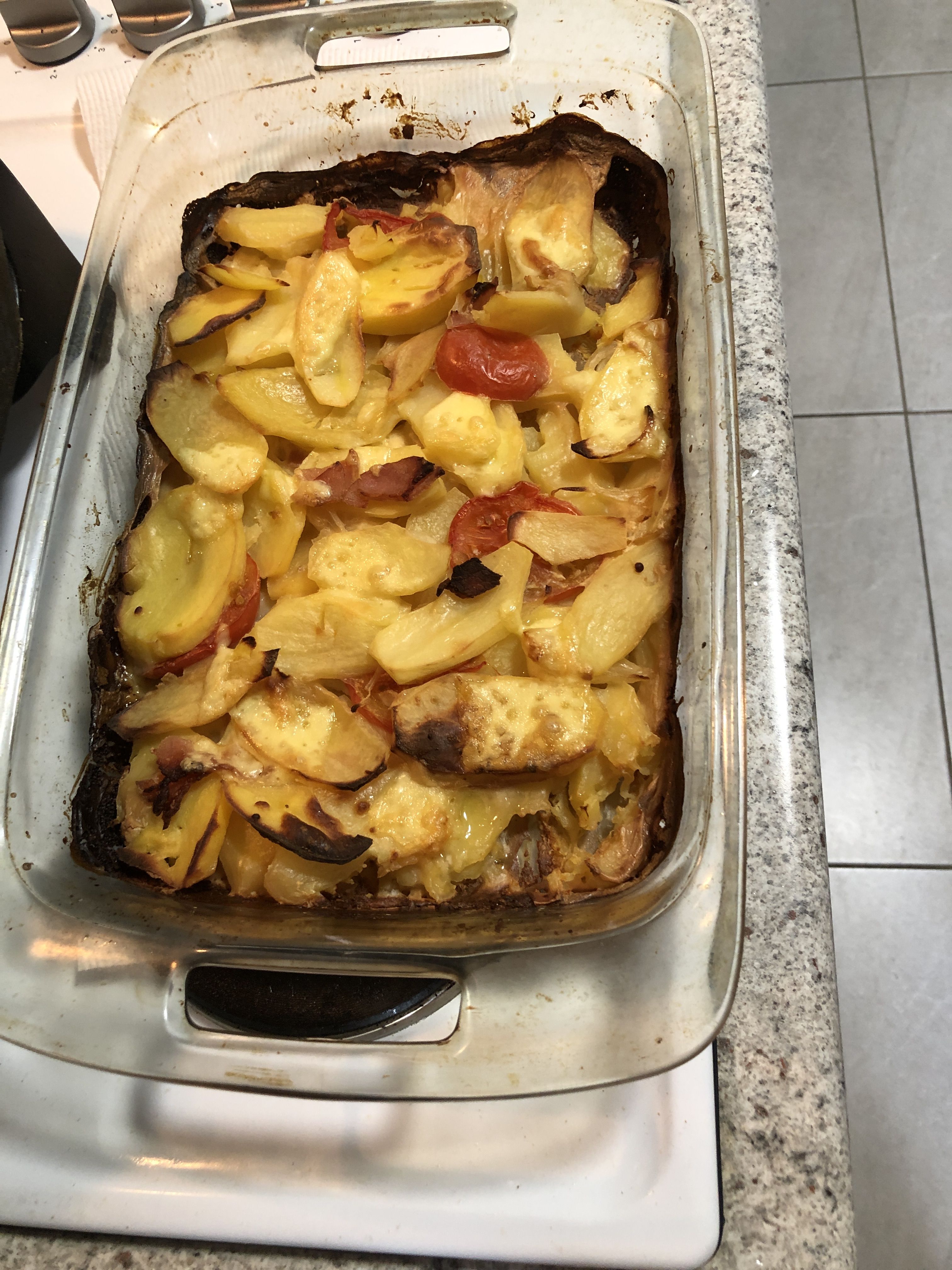 Potato, bacon, tomato bake | bunch