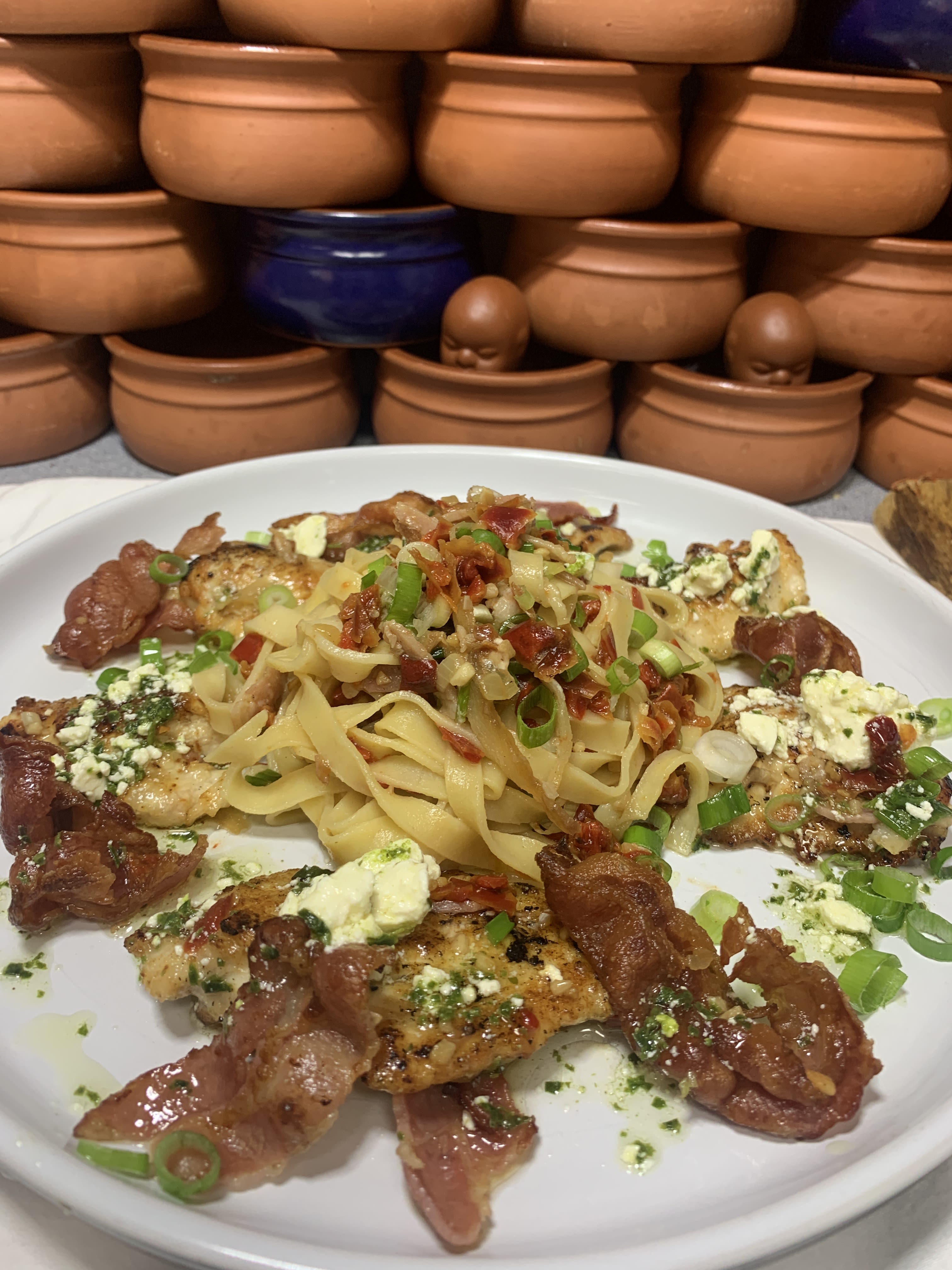 Garlic Chicken Bacon and Feta Pasta Topper | bunch