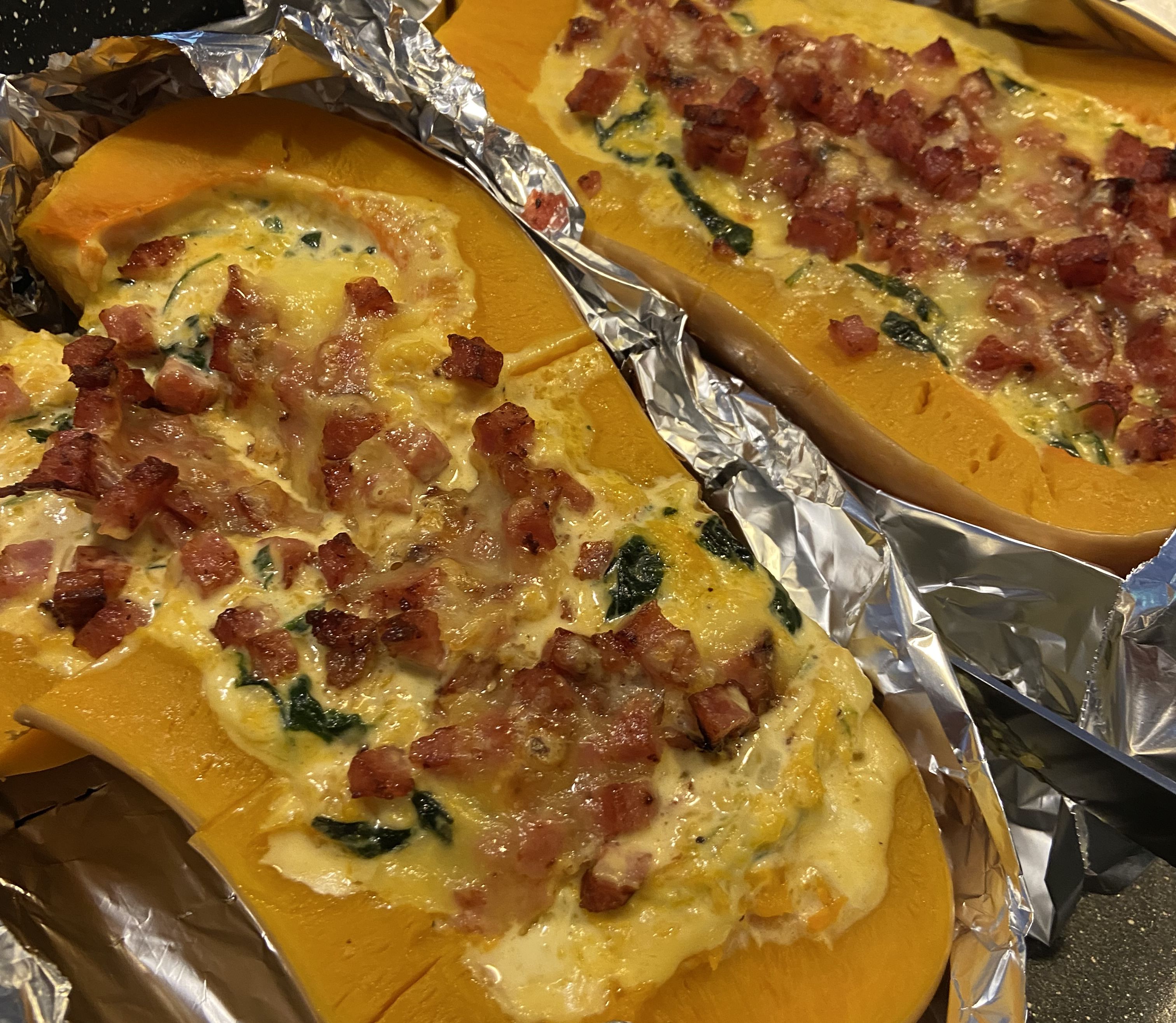 Butternut and spinach bake with bacon bits | bunch