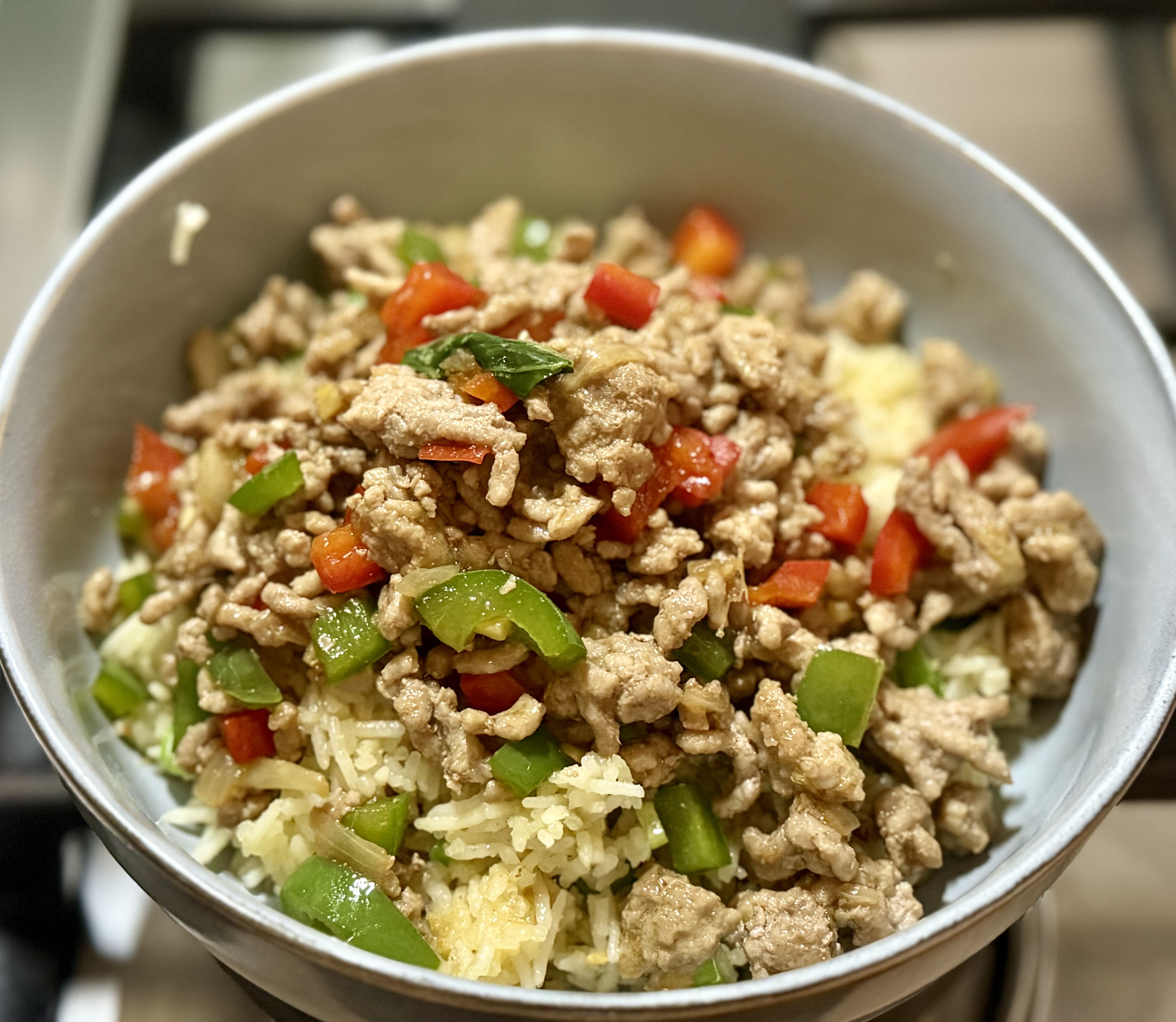 Thai Pork with Basil, Capsicum and Rice | bunch