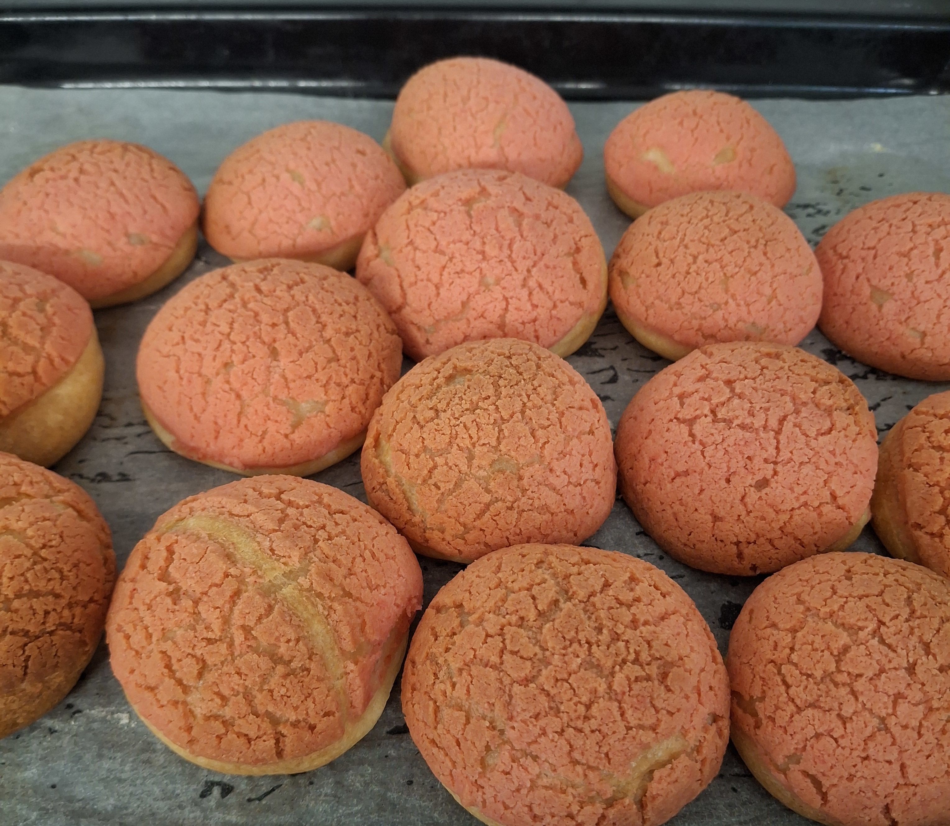 Choux Buns with Strawberry Crackle Shell | bunch