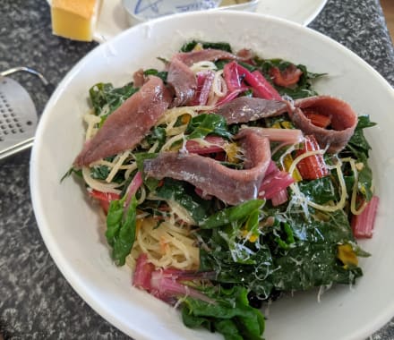 Rainbow chard and anchovies pasta | bunch
