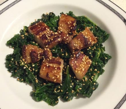 Pork belly rashers with sautéed lemon kale | bunch