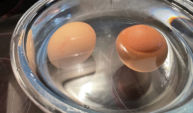 Determining the freshness of eggs. | bunch