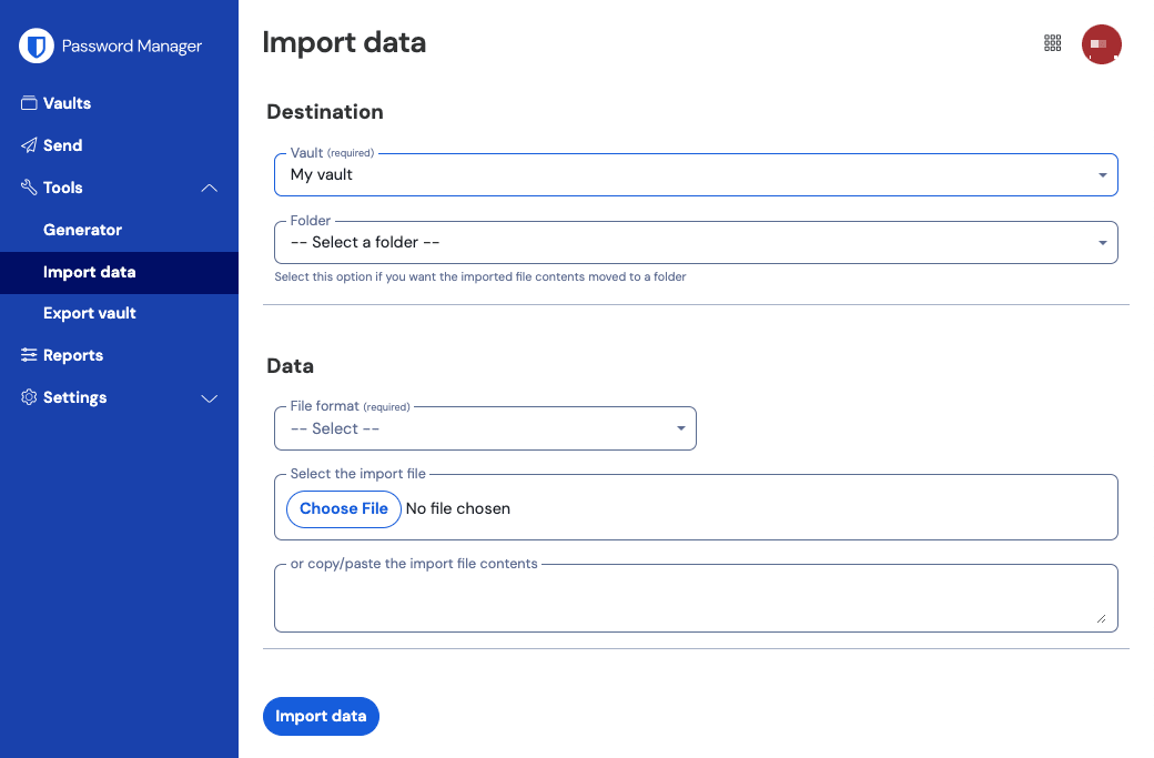 Import Data To Your Vault Bitwarden