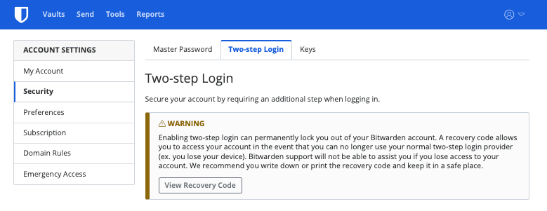 Two-step Login via Authenticator | Bitwarden Help Center
