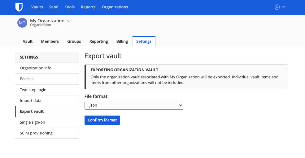 Export Vault Data | Bitwarden Help Center