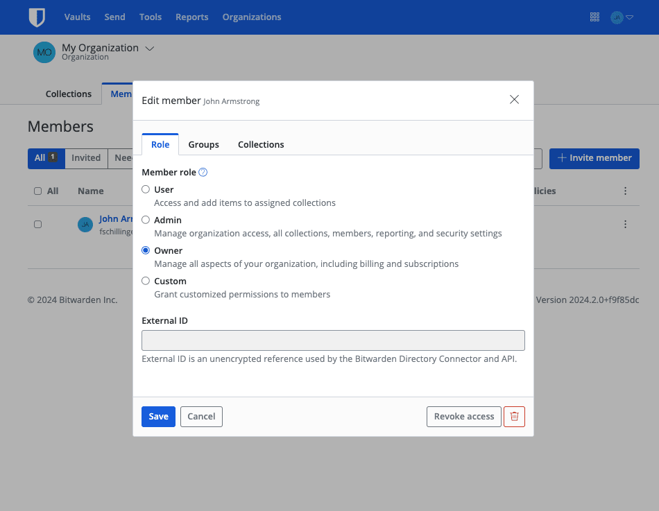 User Types and Access Control | Bitwarden Help Center