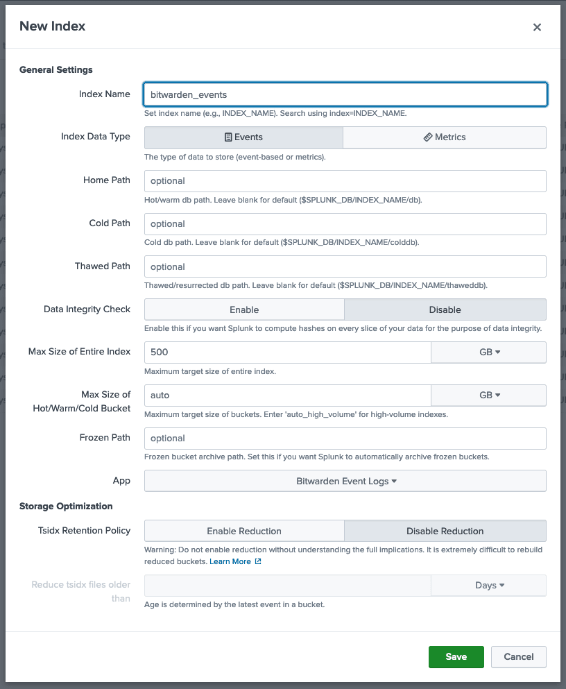 Splunk SIEM | Bitwarden Help Center