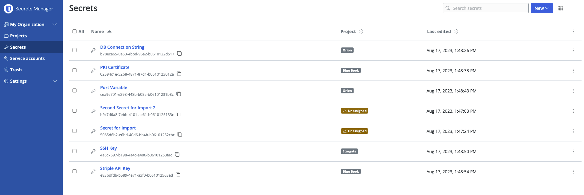 Secrets | Bitwarden Help Center