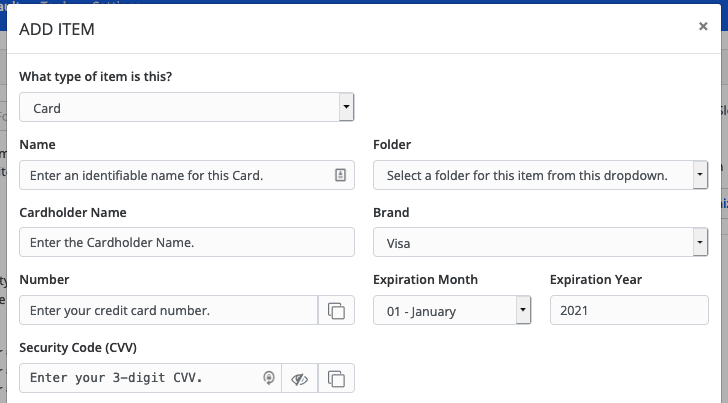 Vault Items | Bitwarden Help Center