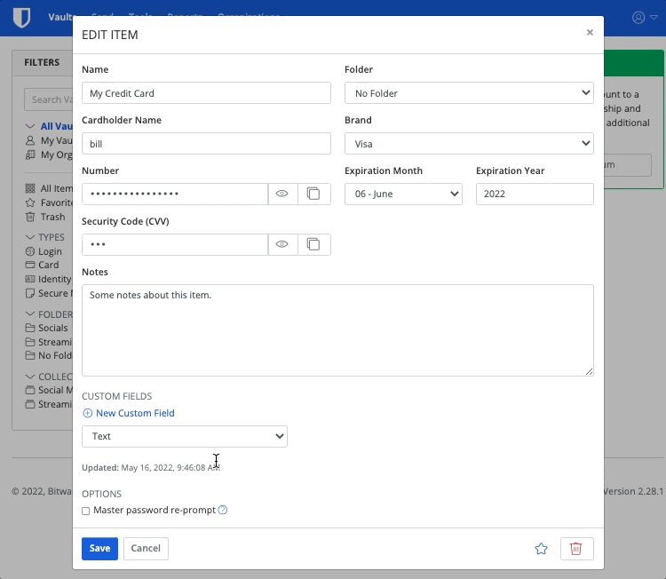 Vault Items | Bitwarden Help Center