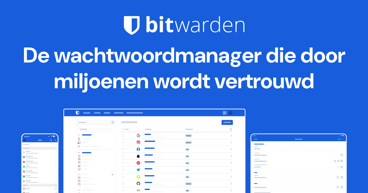 De wachtwoordmanager die door miljoenen wordt vertrouwd | Bitwarden