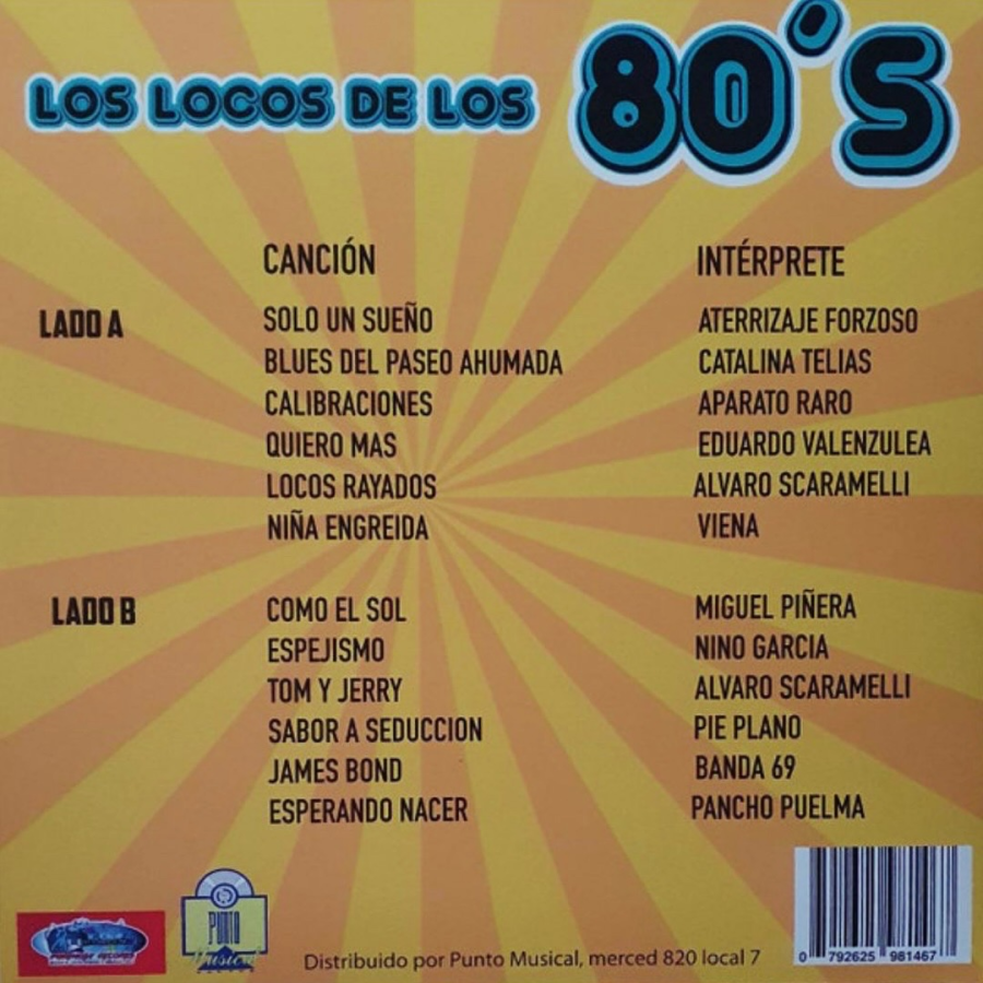VINILO LOS LOCOS DE LOS 80’S - LO MEJOR DEL ROCK CHILENO