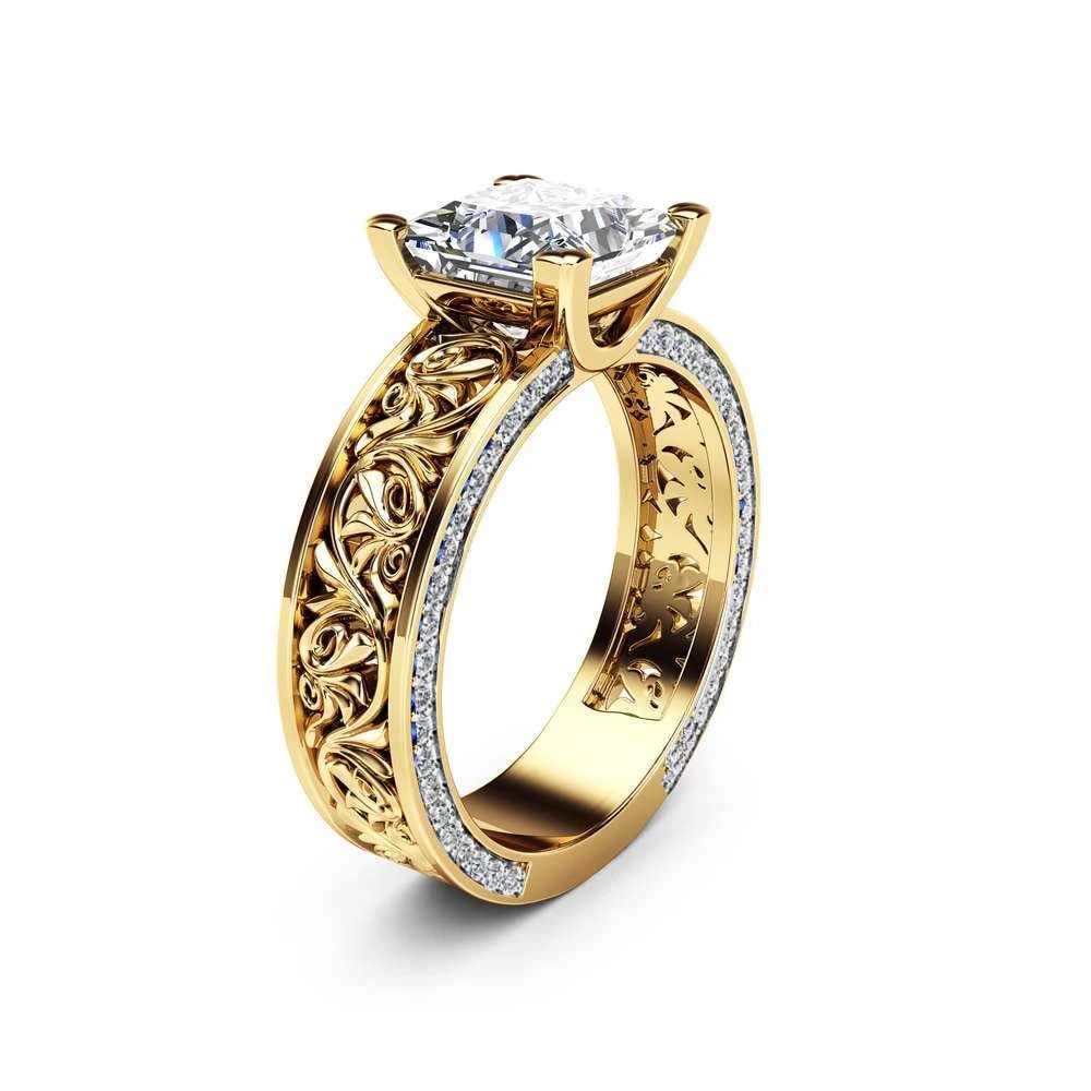 Special Reserved - 14K Yellow Gold Princess Cut Moissanite Engagement ... Special Reserved - 14K Yellow Gold Princess Cut Moissanite Engagement ...
