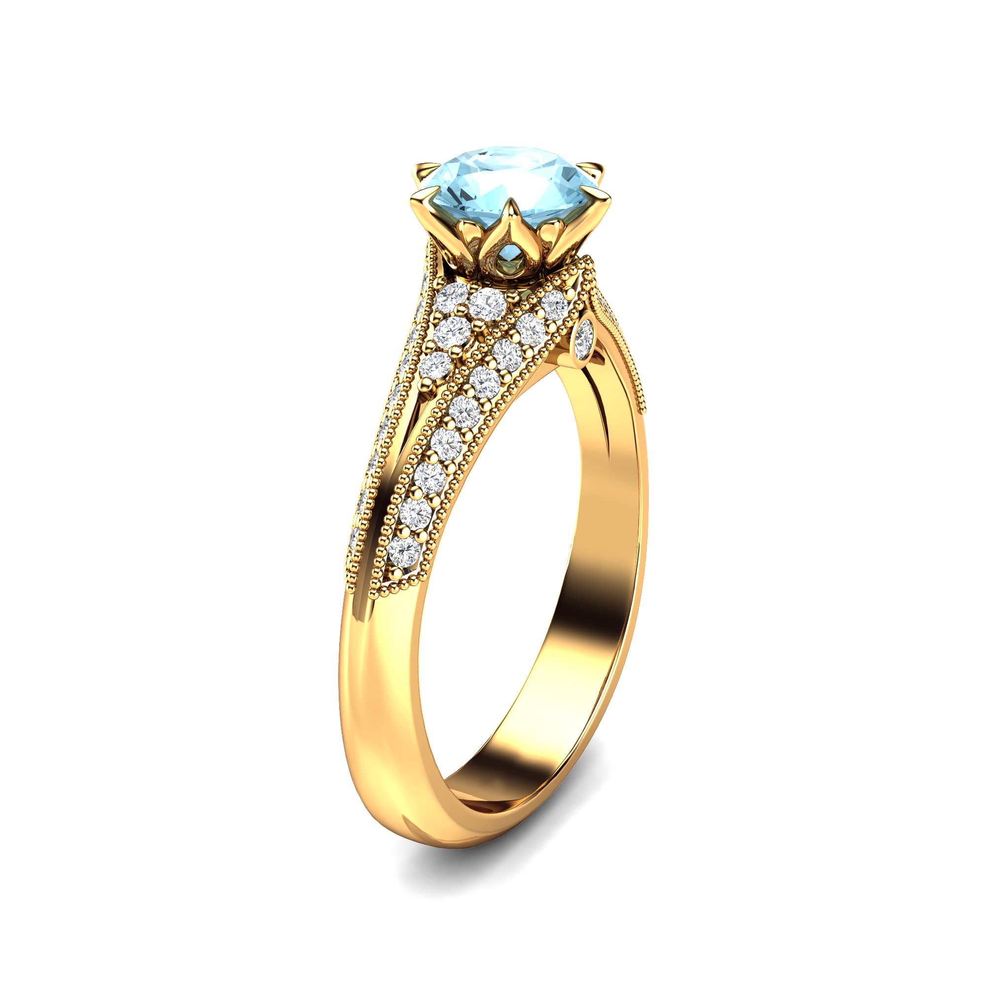 Special Reserved - 18K Yellow Gold Classic Modern Crown Prongs ...