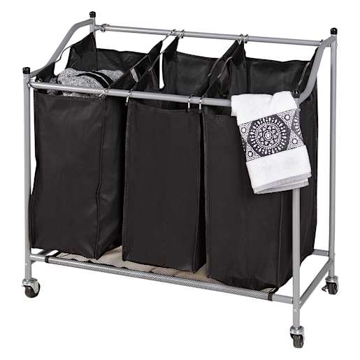 3-Section Laundry Hamper Black - Canac