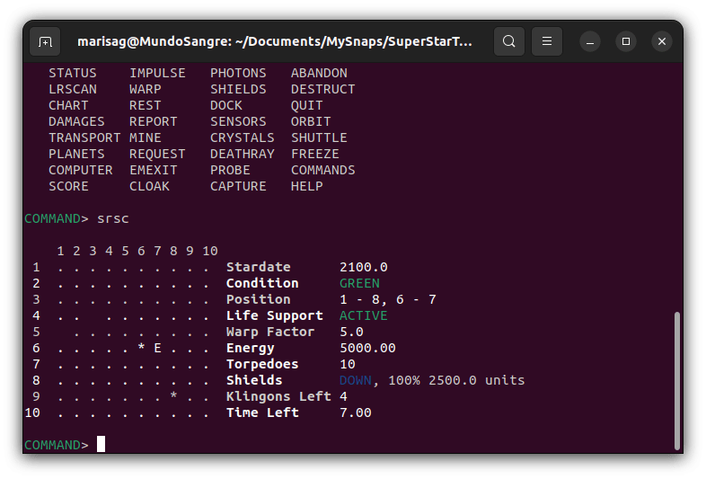 Install Super Star Trek on Linux | Snap Store
