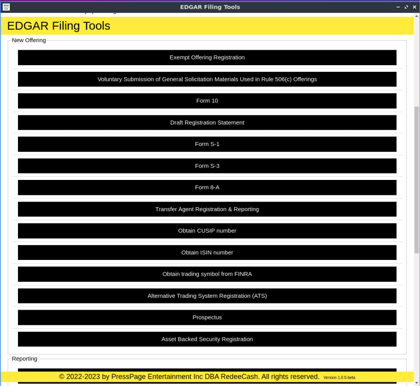 Install EDGAR Reporting Tools on Linux | Snap Store