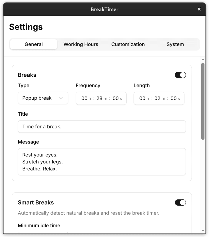 Install BreakTimer on Linux | Snap Store