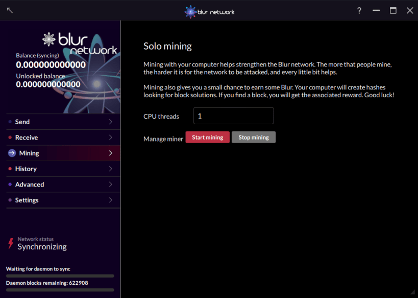 Install Blur Network Graphical Wallet on Linux | Snap Store