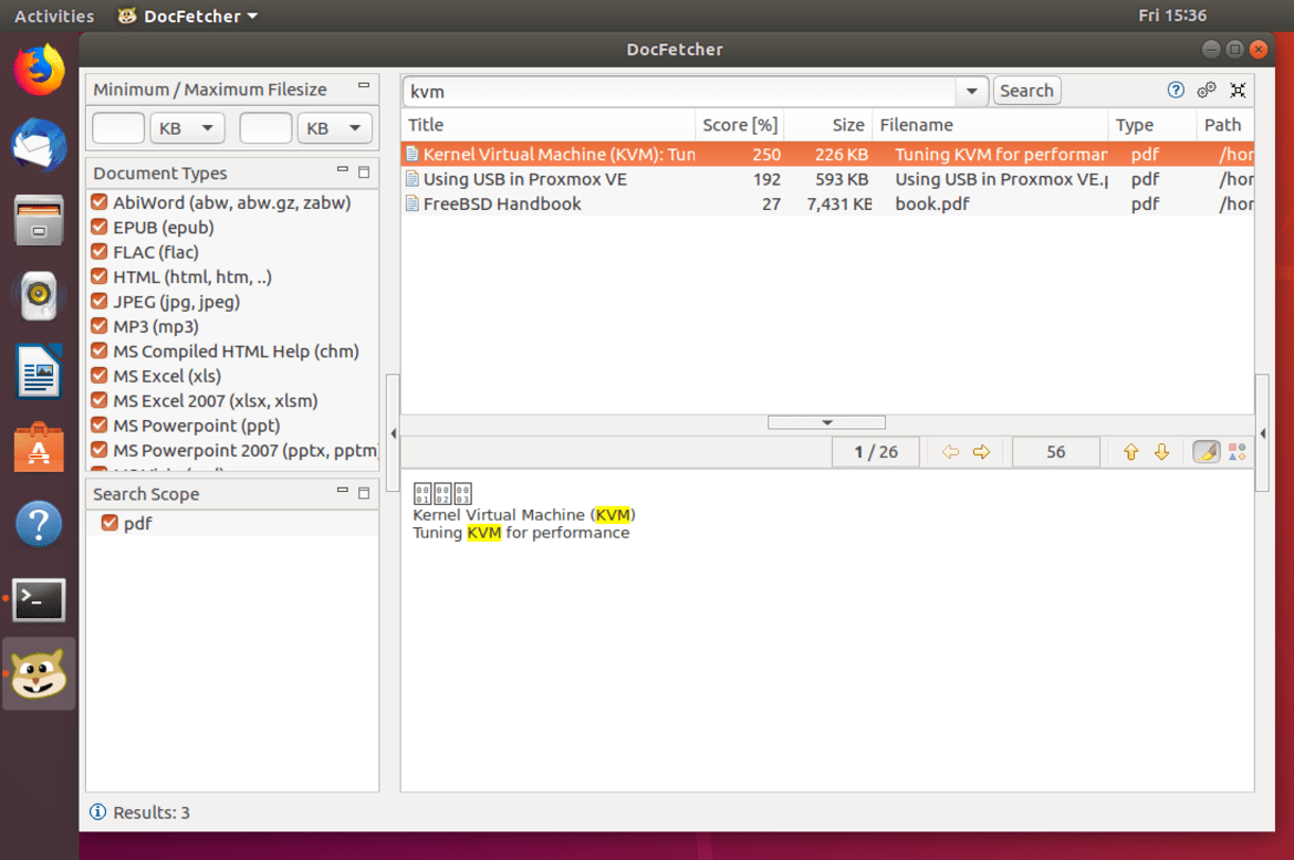 Install docfetcher on Linux | Snap Store