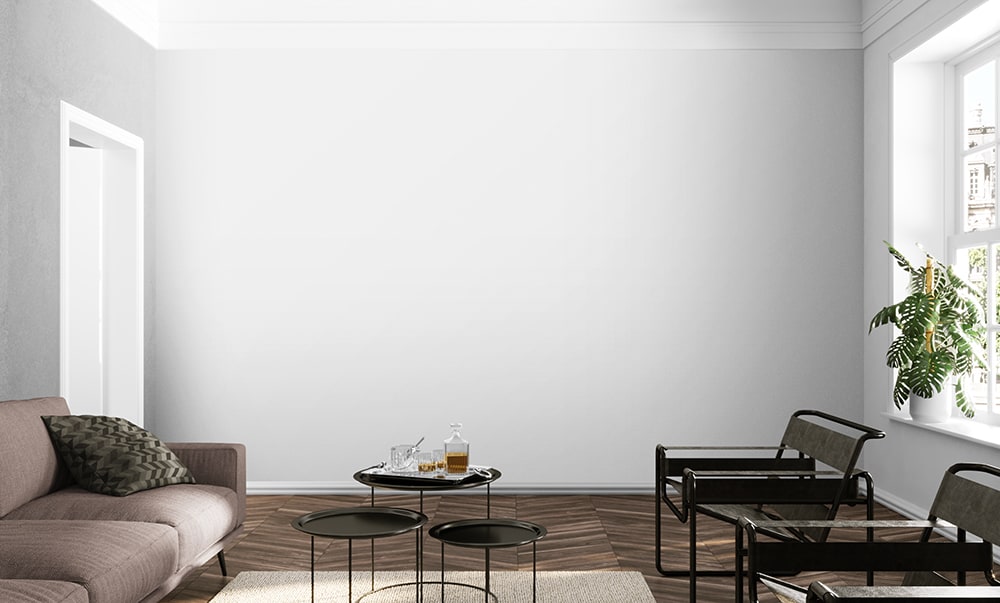 Sitting room illuminated with soft natural light mockup