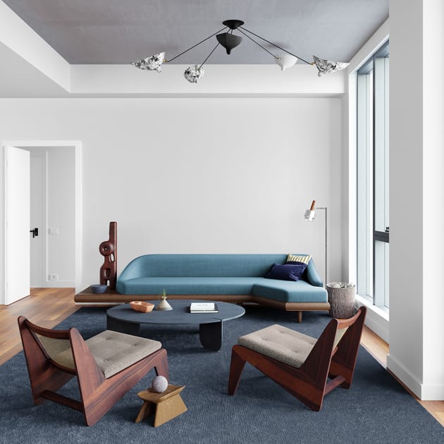 Fancy living room with high ceiling mockup