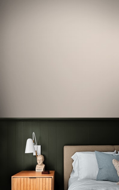 Bedroom with painted wood panel border mockup