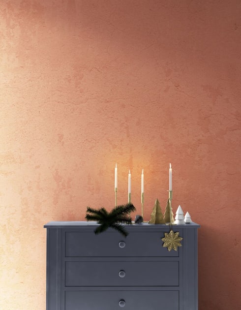 Christmas decorations on chest of drawers mockup