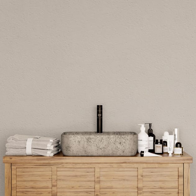 Bathroom cabinet with stone basin mockup
