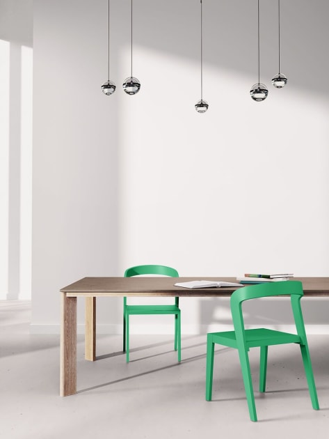 Minimal interior with a long table mockup