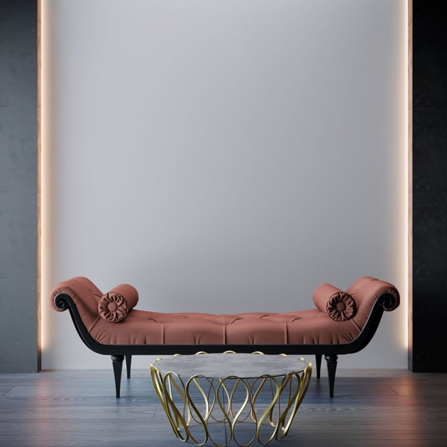 Feature wall and fancy sofa bench mockup