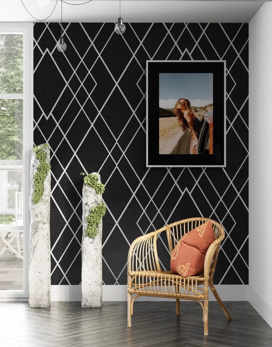 Living room with stone plinths mockup