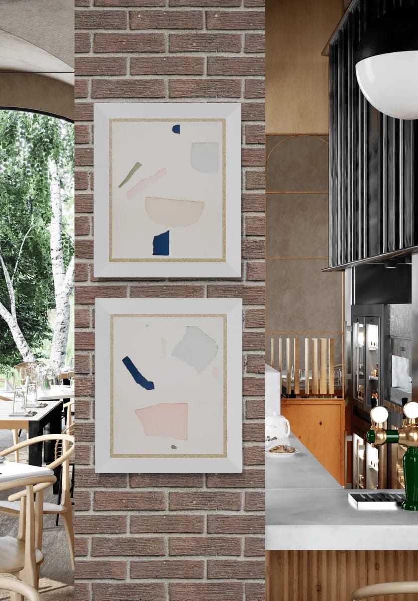 Restaurant interior with narrow feature wall mockup