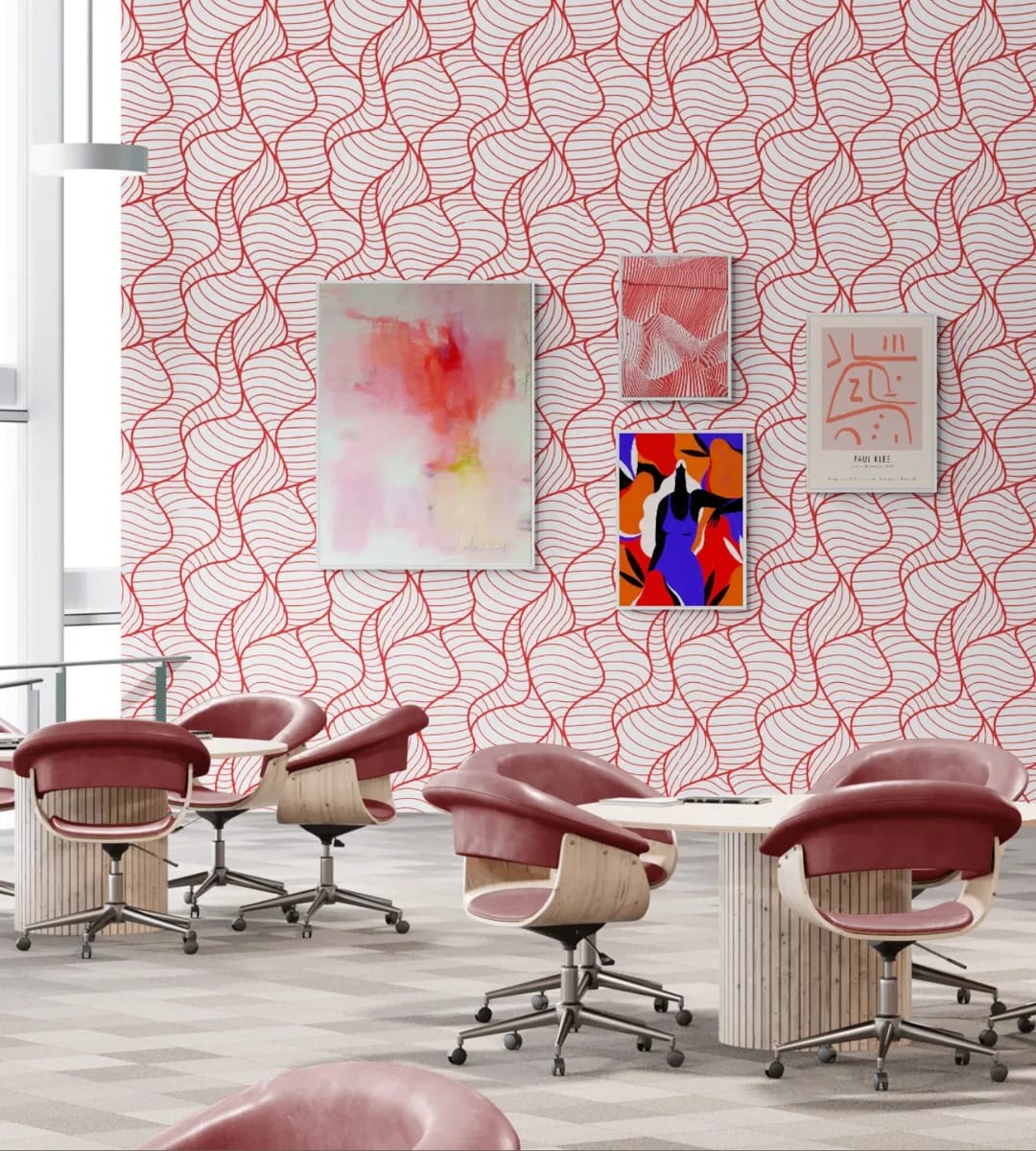 Modern library study area mockup