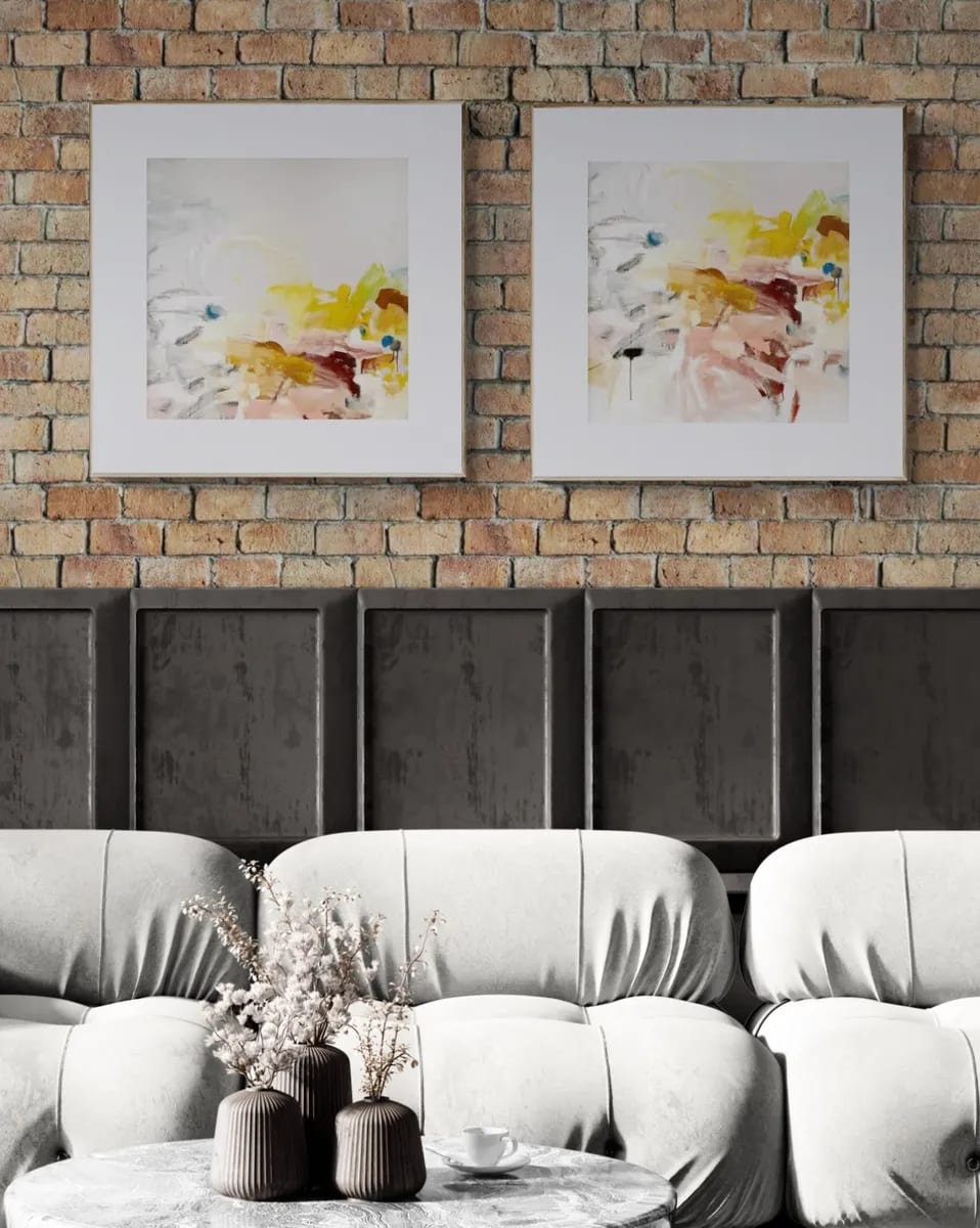 Lounge with fancy sofa and wainscot panels mockup