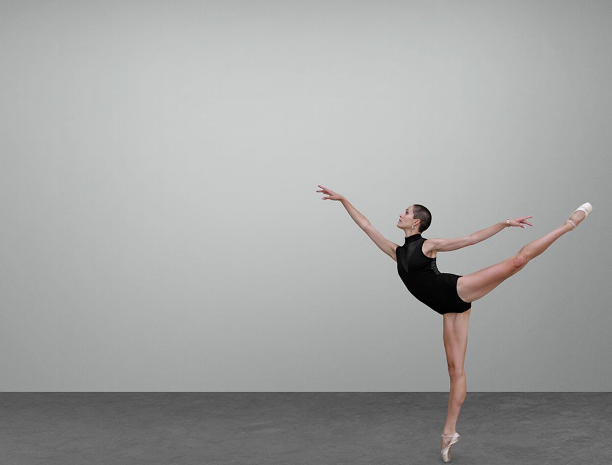 Ballet dancer in arabesque pose mockup