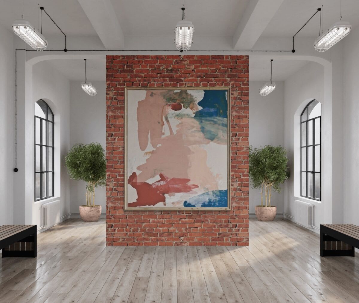Industrial style studio feature wall mockup