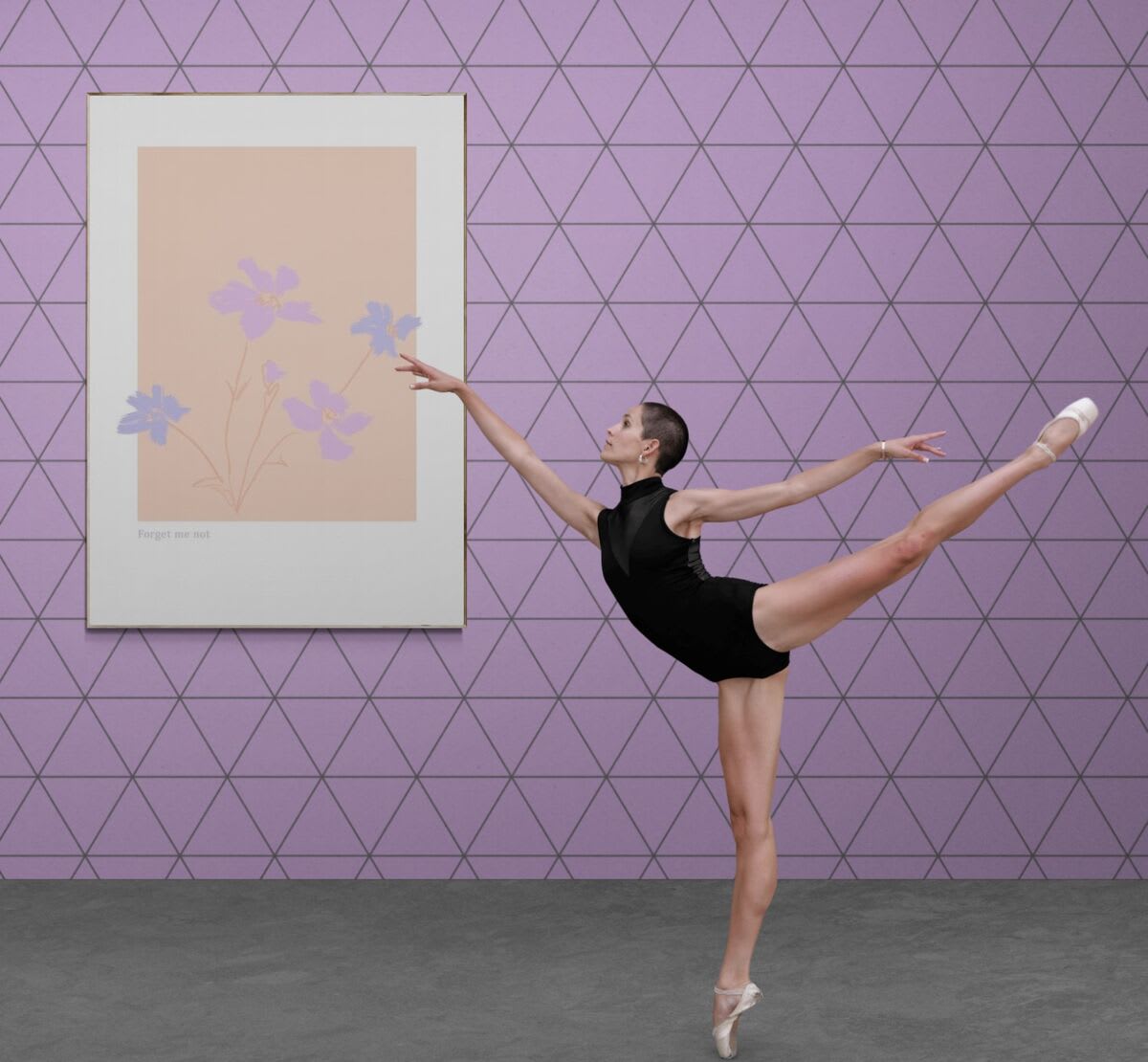 Ballet dancer in arabesque pose mockup
