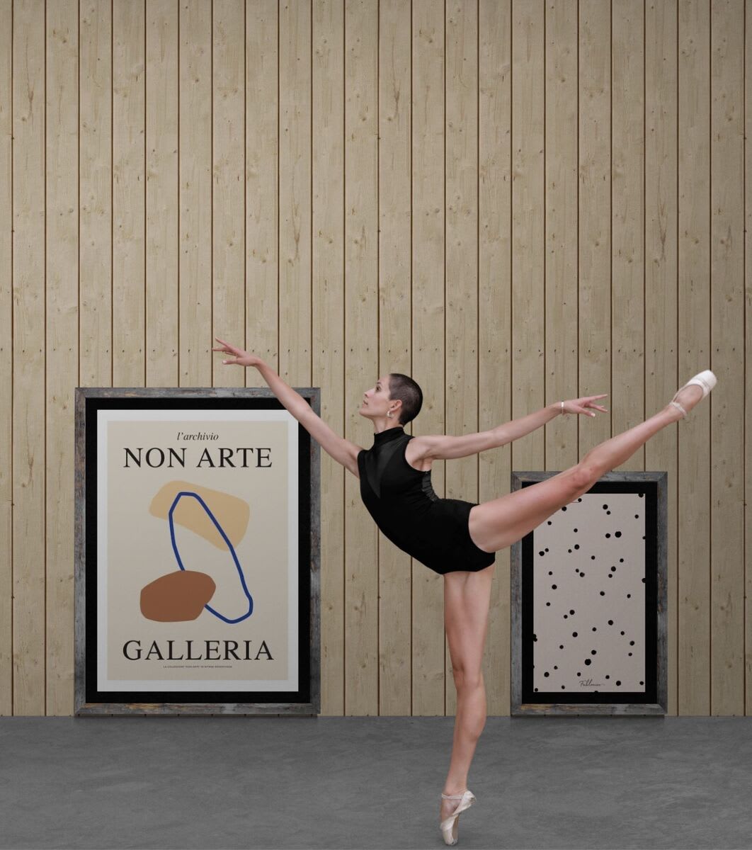 Ballet dancer in arabesque pose mockup