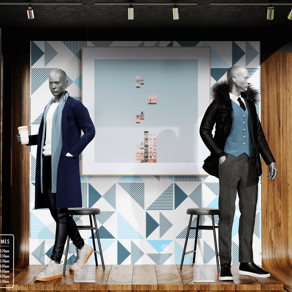 Clothing store window display mockup