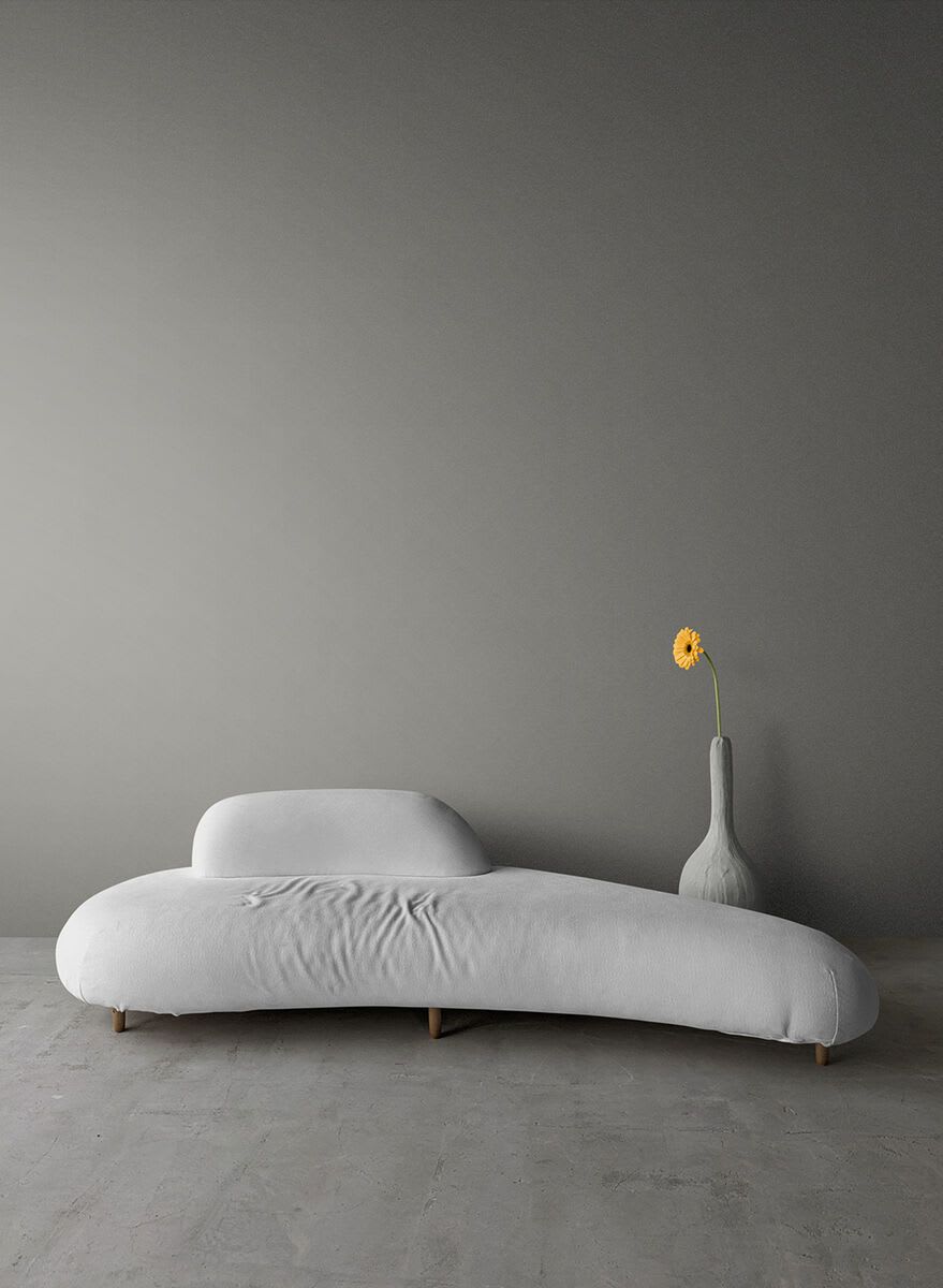Modern curved chaise sofa mockup
