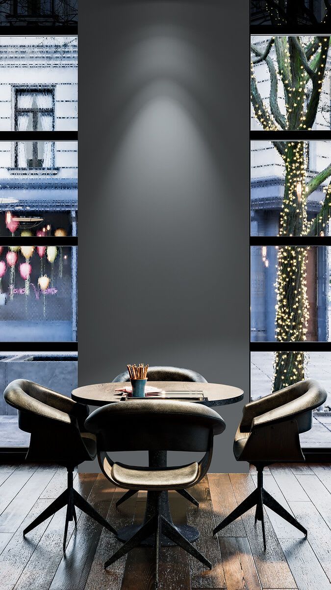Café interior with feature wall mockup