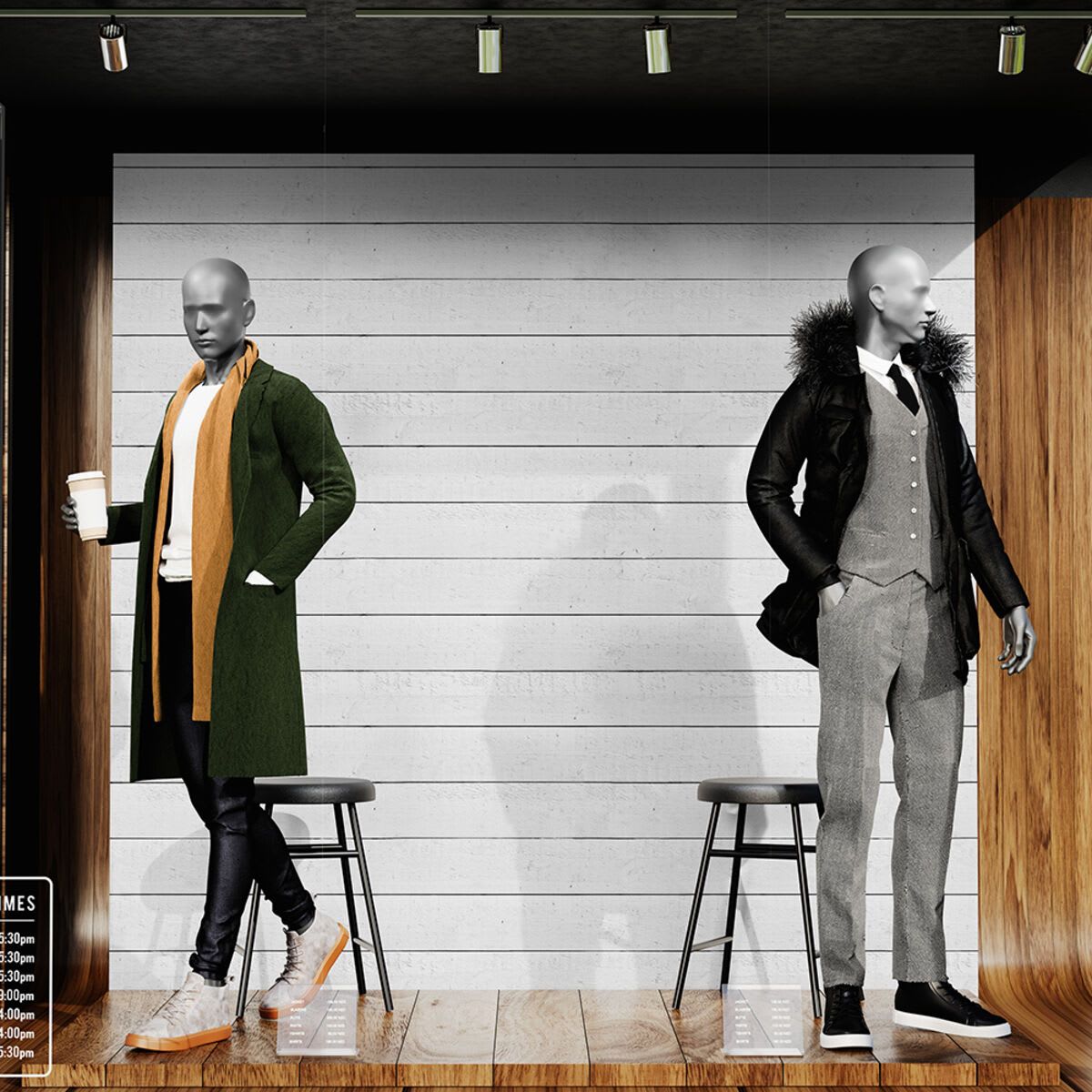 Clothing store window display mockup